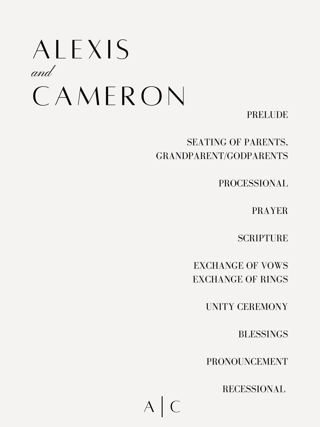 Wedding Program, Bride and Groom Program, Wedding Ceremony, Exchange of ...