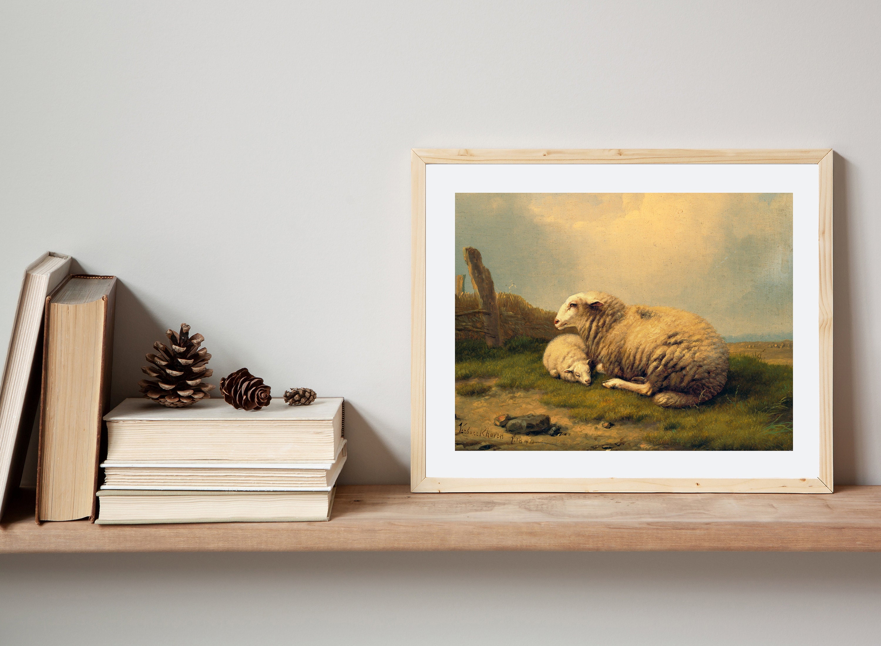 Vintage Sheep Painting | Country Landscape With Sheep | Antique Sheep ...