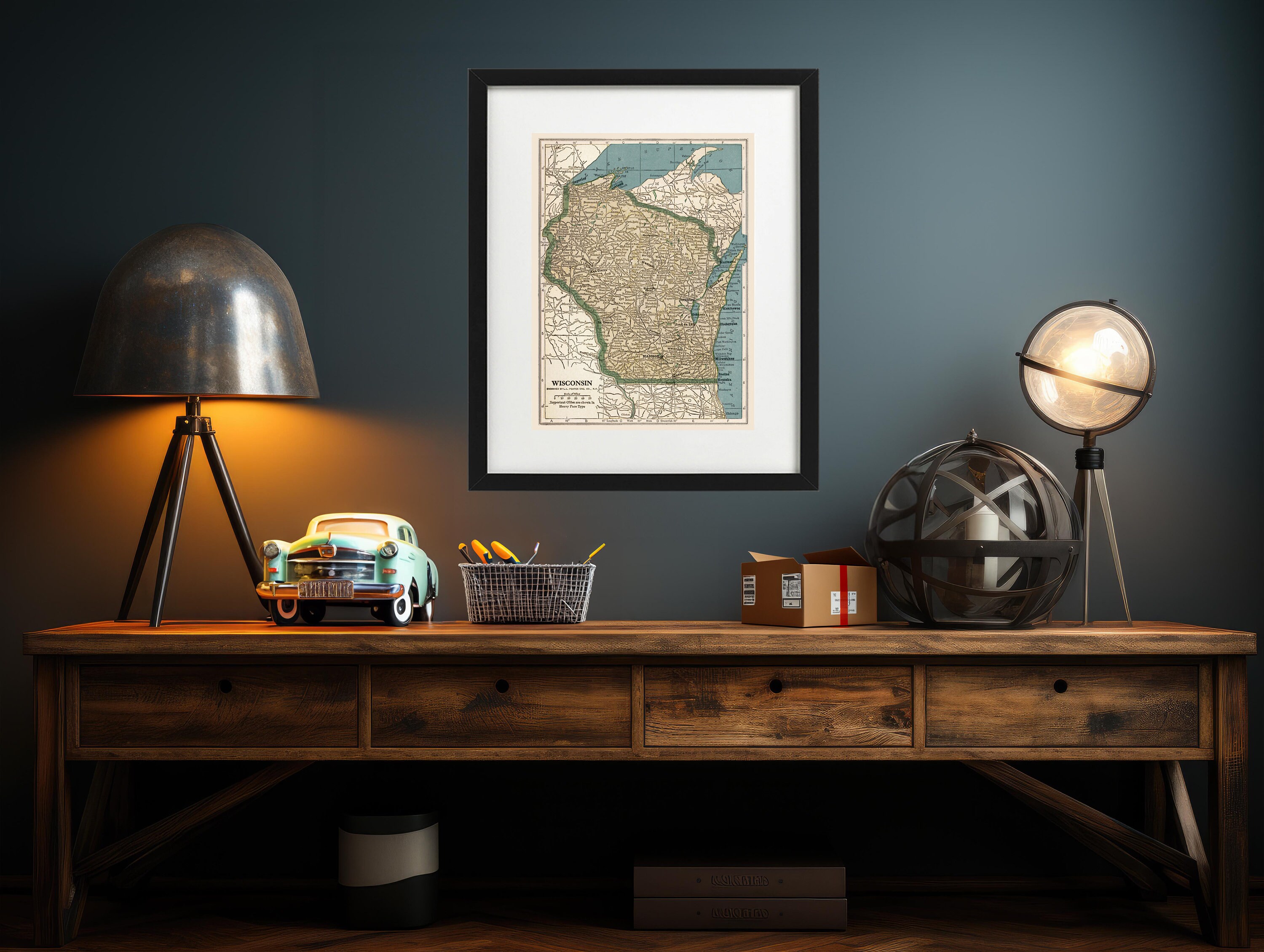 Vintage Wisconsin State Map | Antique Wisconsin Map Print | Wisconsin ...