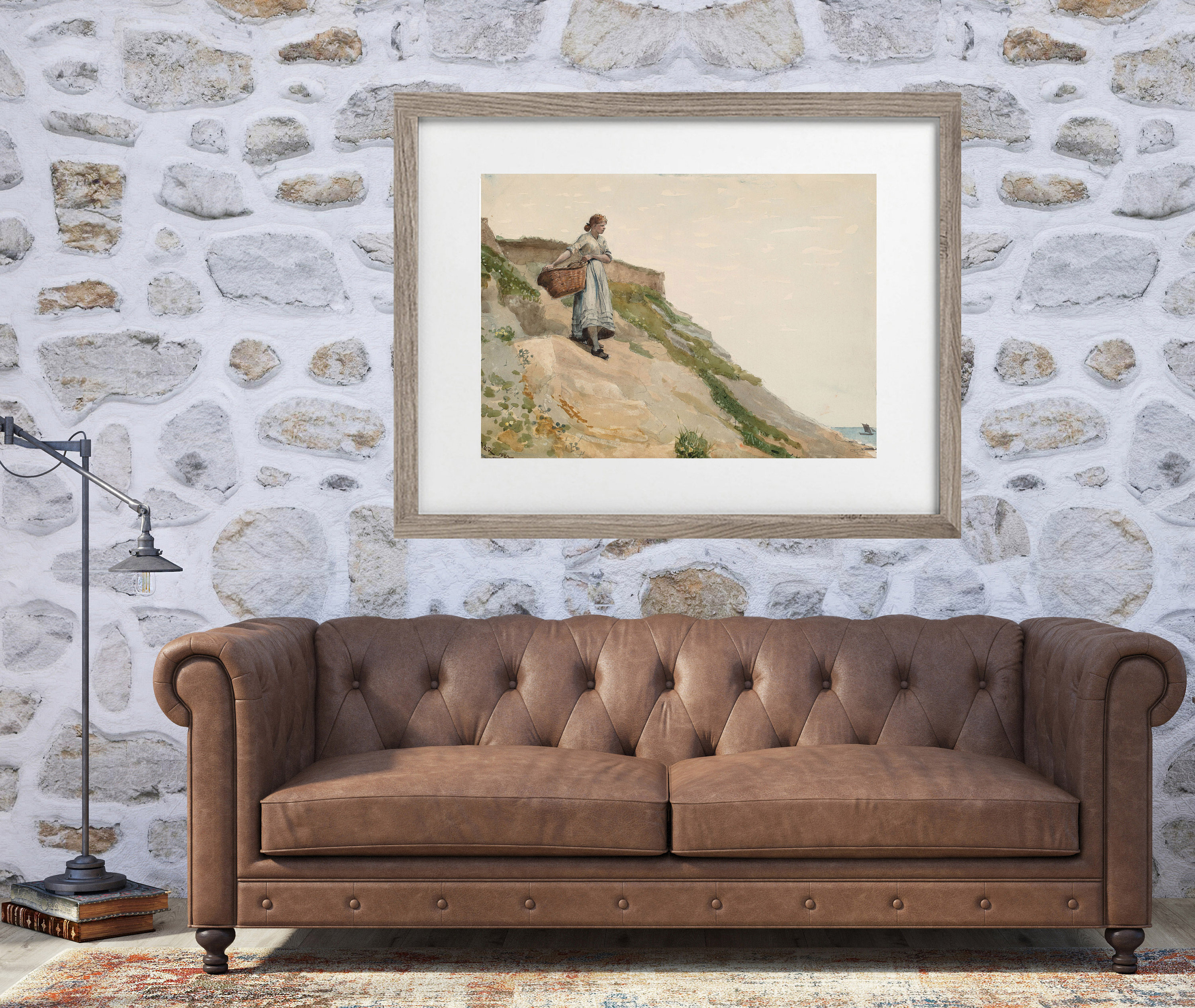 Girl Carrying a Basket by Winslow Homer Coastal Cliff - Etsy
