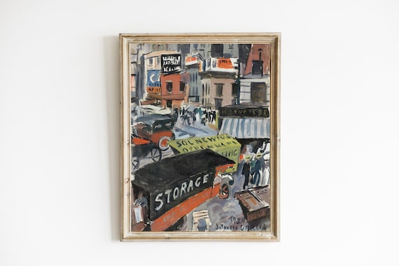 Modern Abstract City Street Painting Vintage Urban Abstract - Etsy
