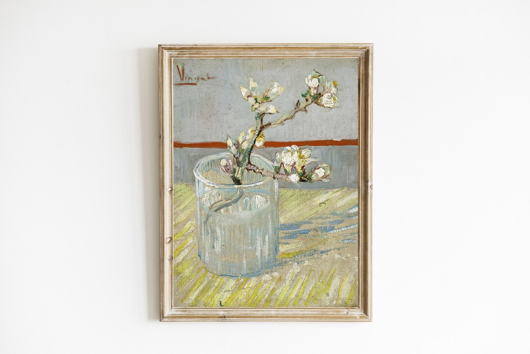 Vintage Van Gogh Still Life Painting | Flowers in a Glass Still Life ...