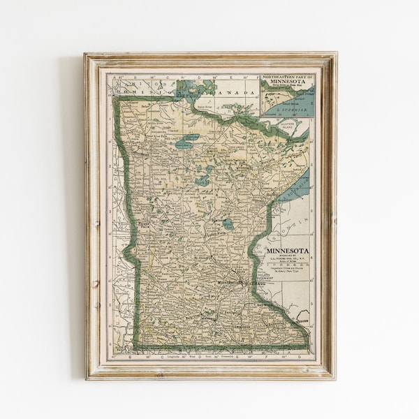 Old Minnesota Map - Etsy
