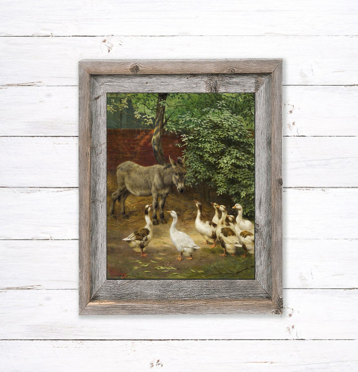 Vintage Farm Animal Painting | Antique Donkey Print | Painting of ...