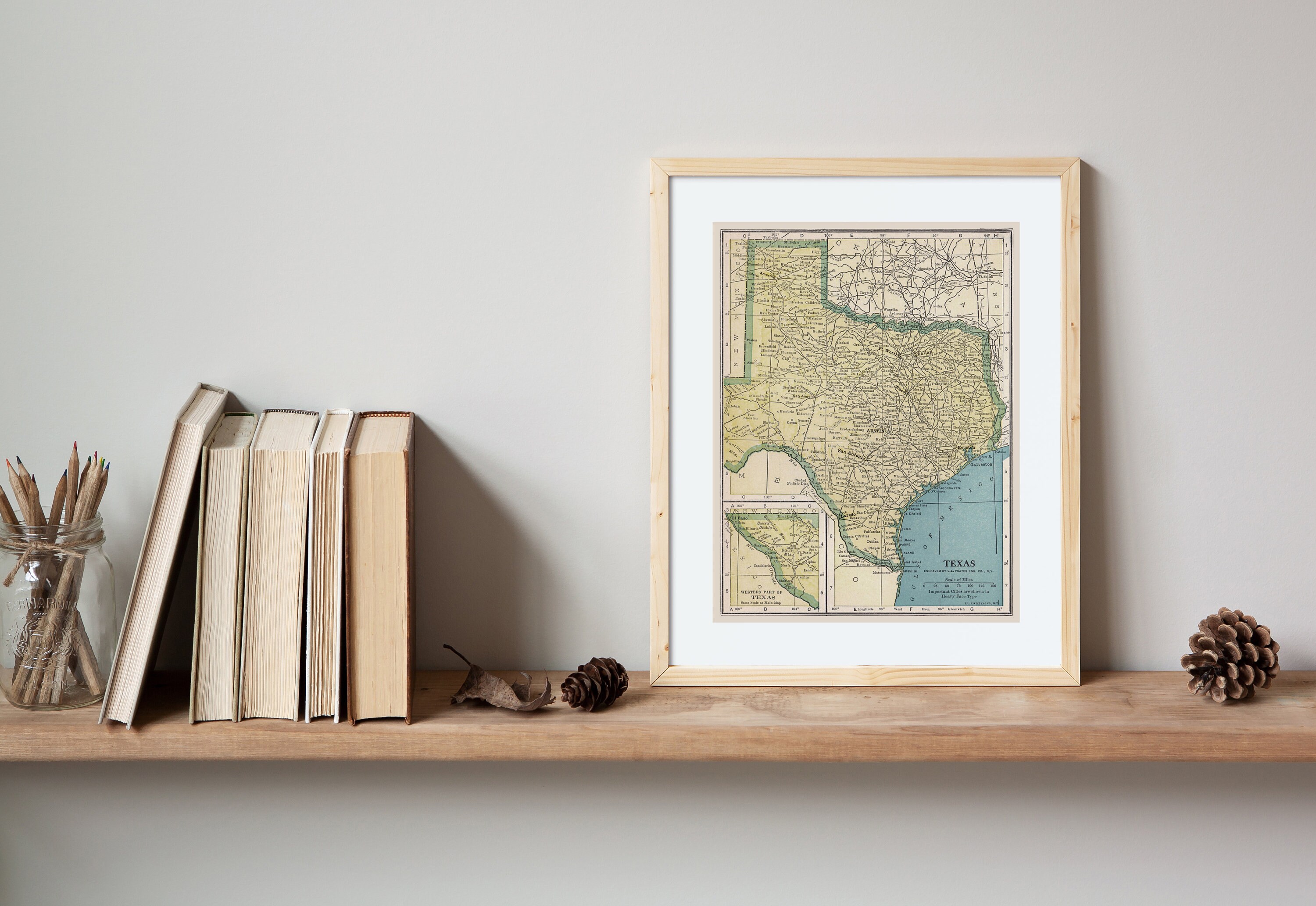 Vintage Texas State Map Rustic Texas Wall Map Texas Map - Etsy
