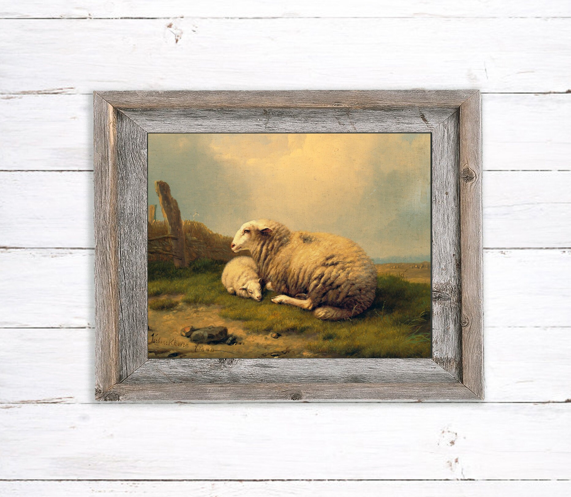 Vintage Sheep Painting | Country Landscape With Sheep | Antique Sheep ...