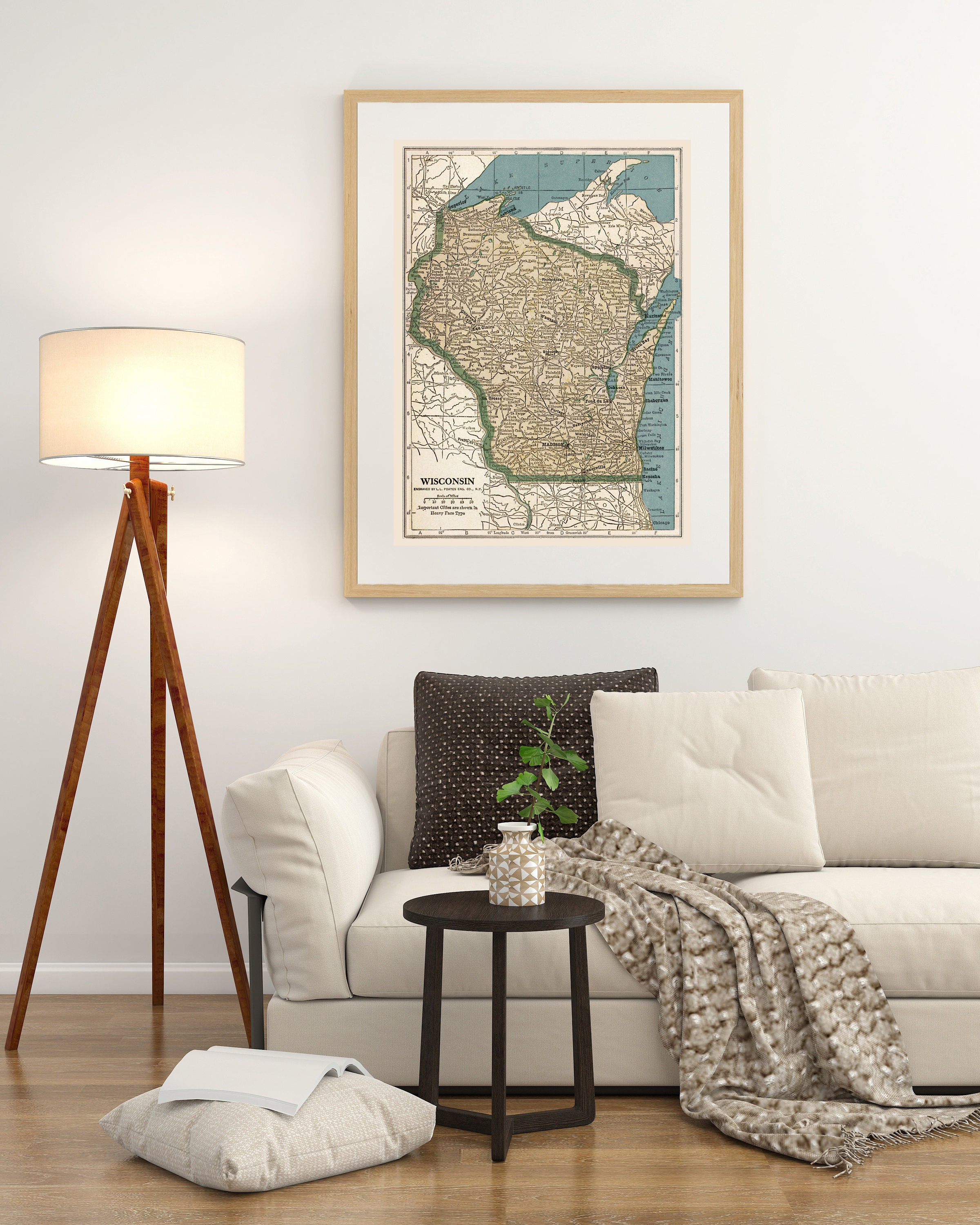 Vintage Wisconsin State Map | Antique Wisconsin Map Print | Wisconsin ...