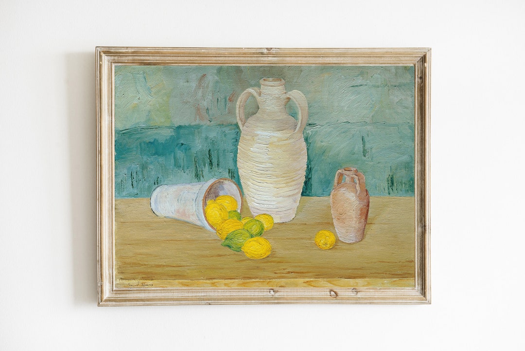 Modern Still Life Oil Painting | Still Life With Fruit and Pottery ...
