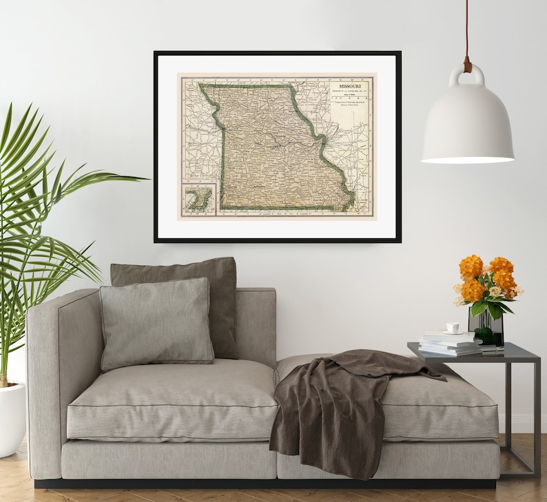 PRINTABLE Vintage Missouri State Map | Antique Missouri Map Print ...