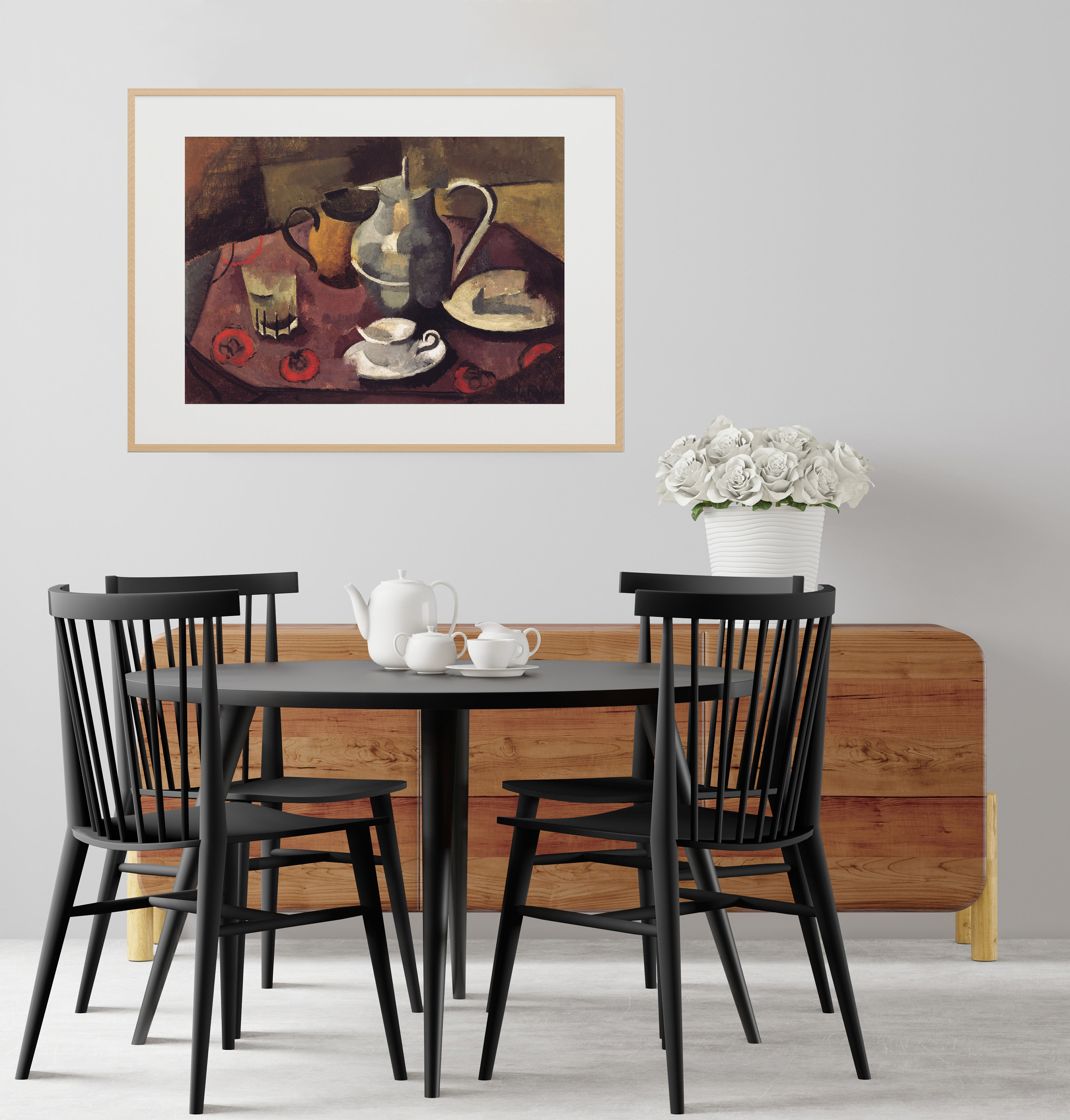 Elegant Dinner Table Still Life Painting | Elegant Wall Art for Kitchen ...