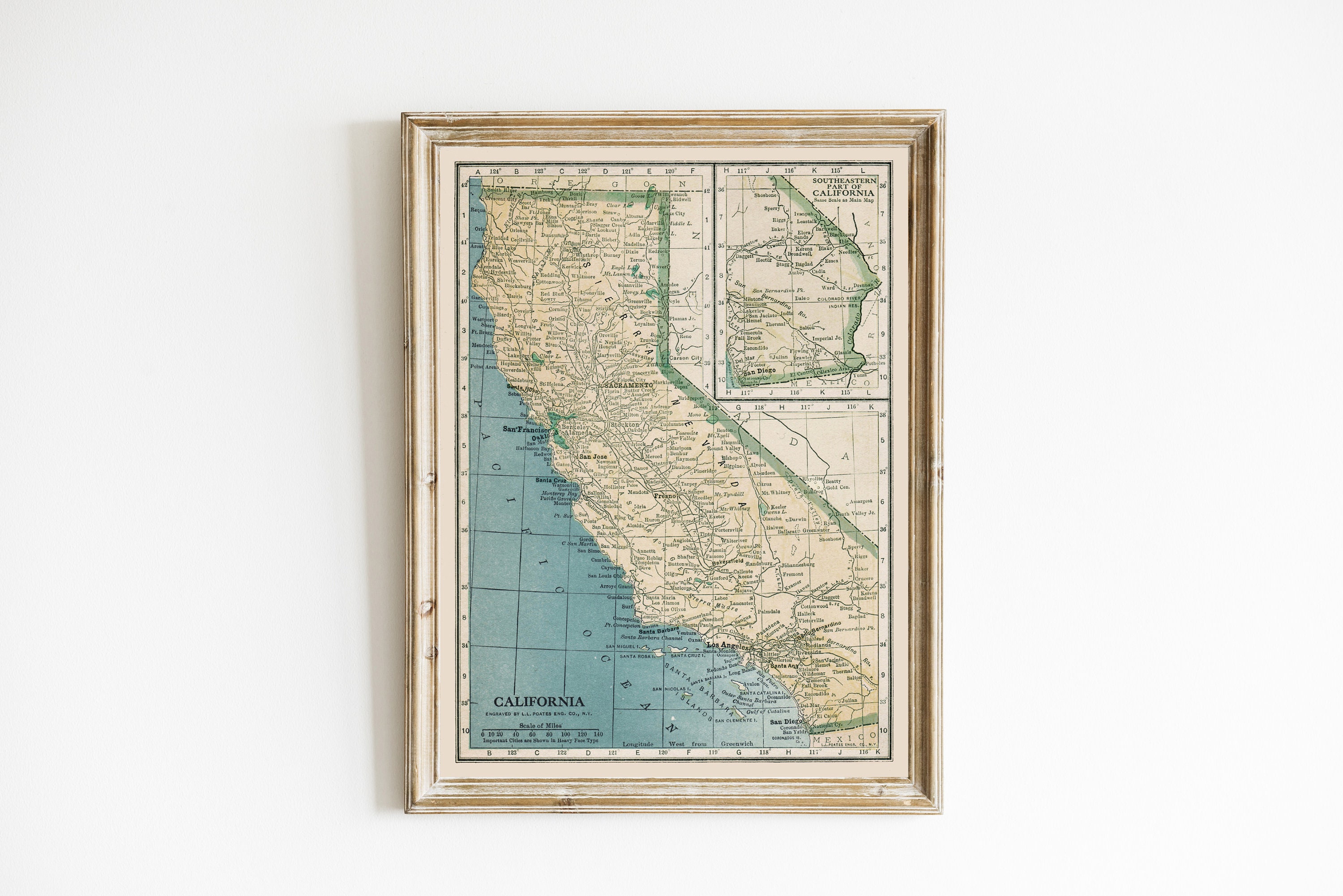 Vintage California State Map PRINTABLE CALIFORNIA MAP - Etsy