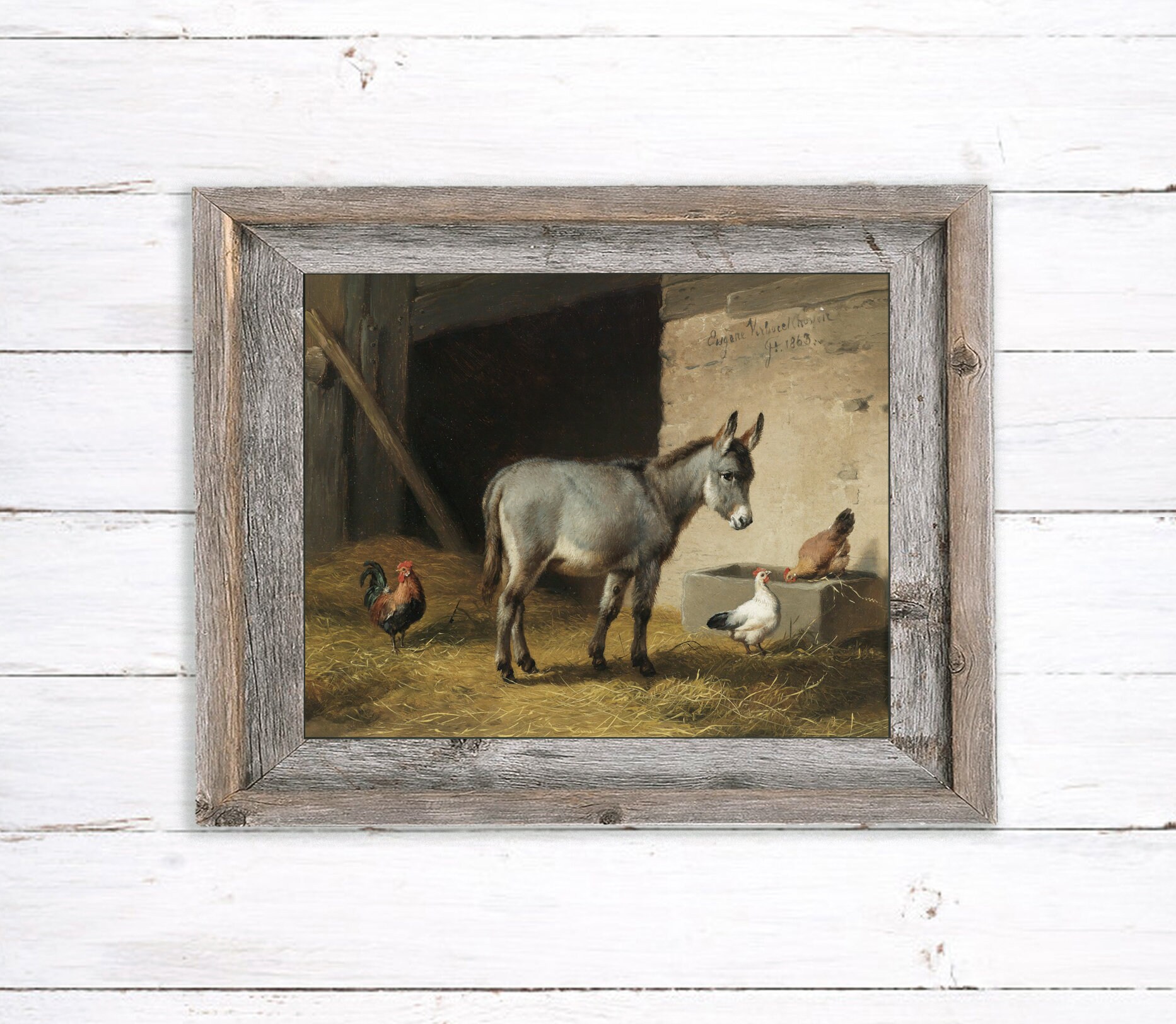 Vintage Donkey Painting | PRINTABLE Farmhouse Wall Art | Vintage Farm ...