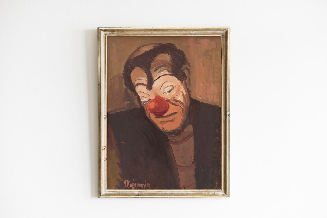 Vintage Abstract Clown Painting | Modern Abstract Clown Print | Modern ...