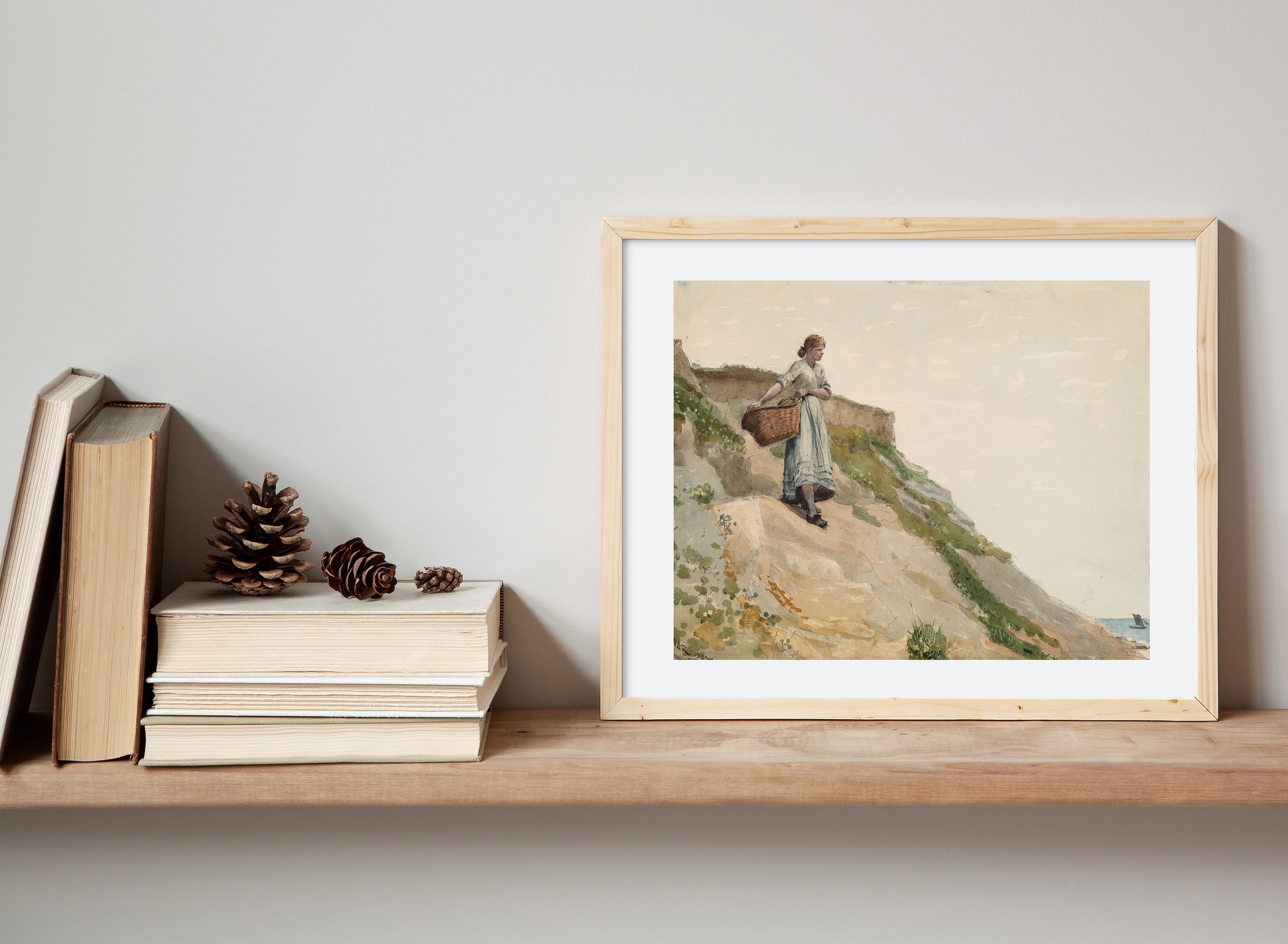 Girl Carrying a Basket by Winslow Homer | Coastal Cliff Painting by ...