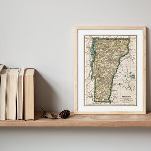 Vintage Vermont State Map | Antique Vermont Map | PRINTABLE VERMONT MAP ...