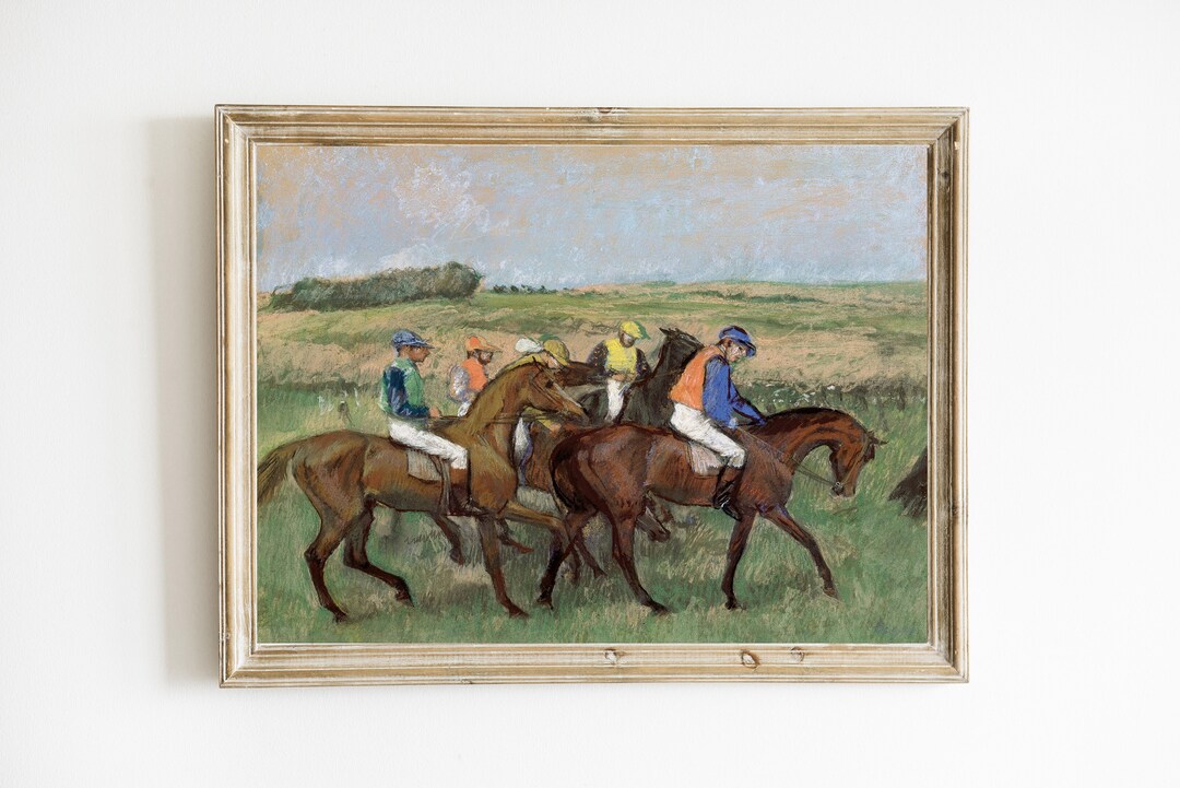 At the Races by Edgar Degas | Vintage Degas Pastel Drawing With Horses ...