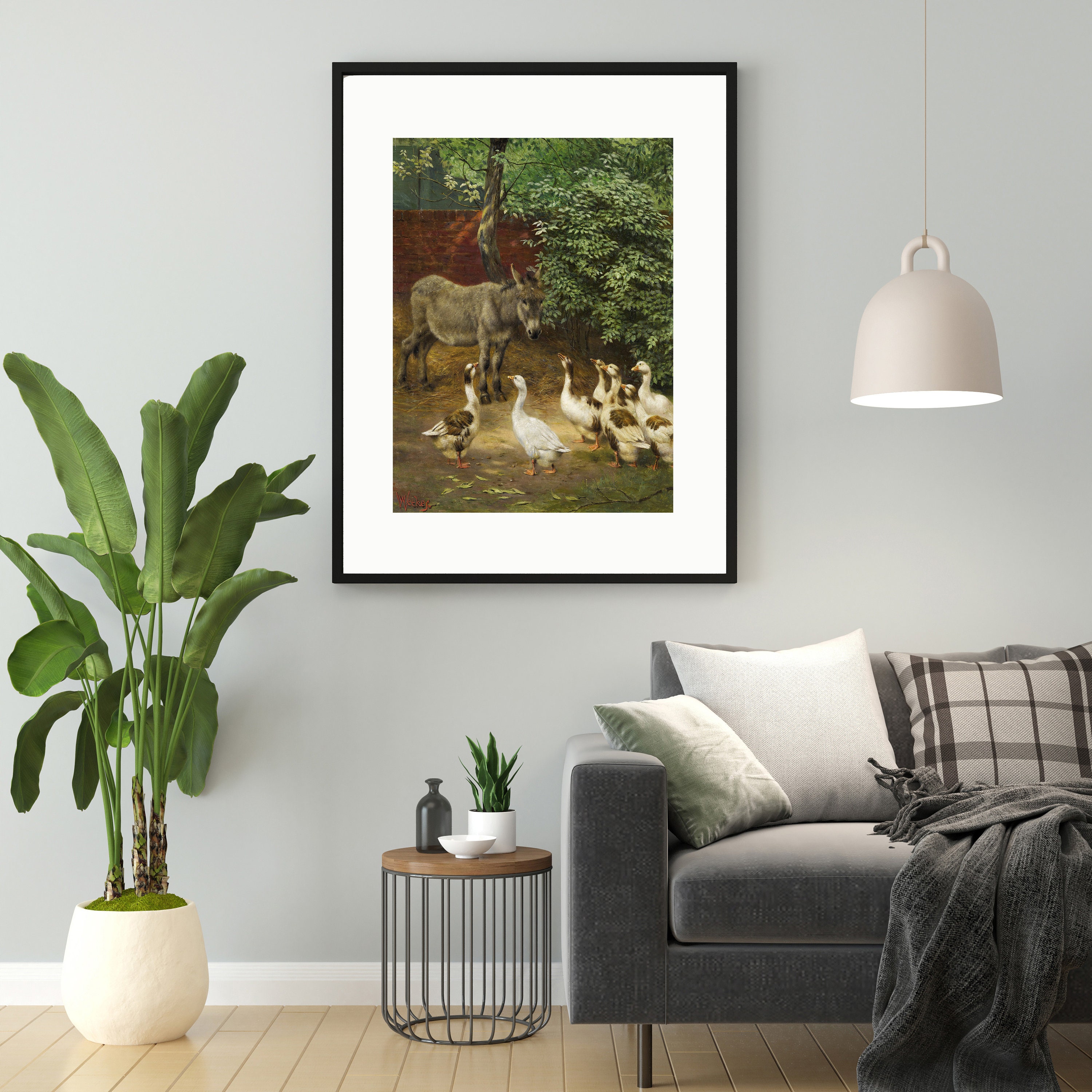 Vintage Farm Animal Painting | Antique Donkey Print | Painting of ...