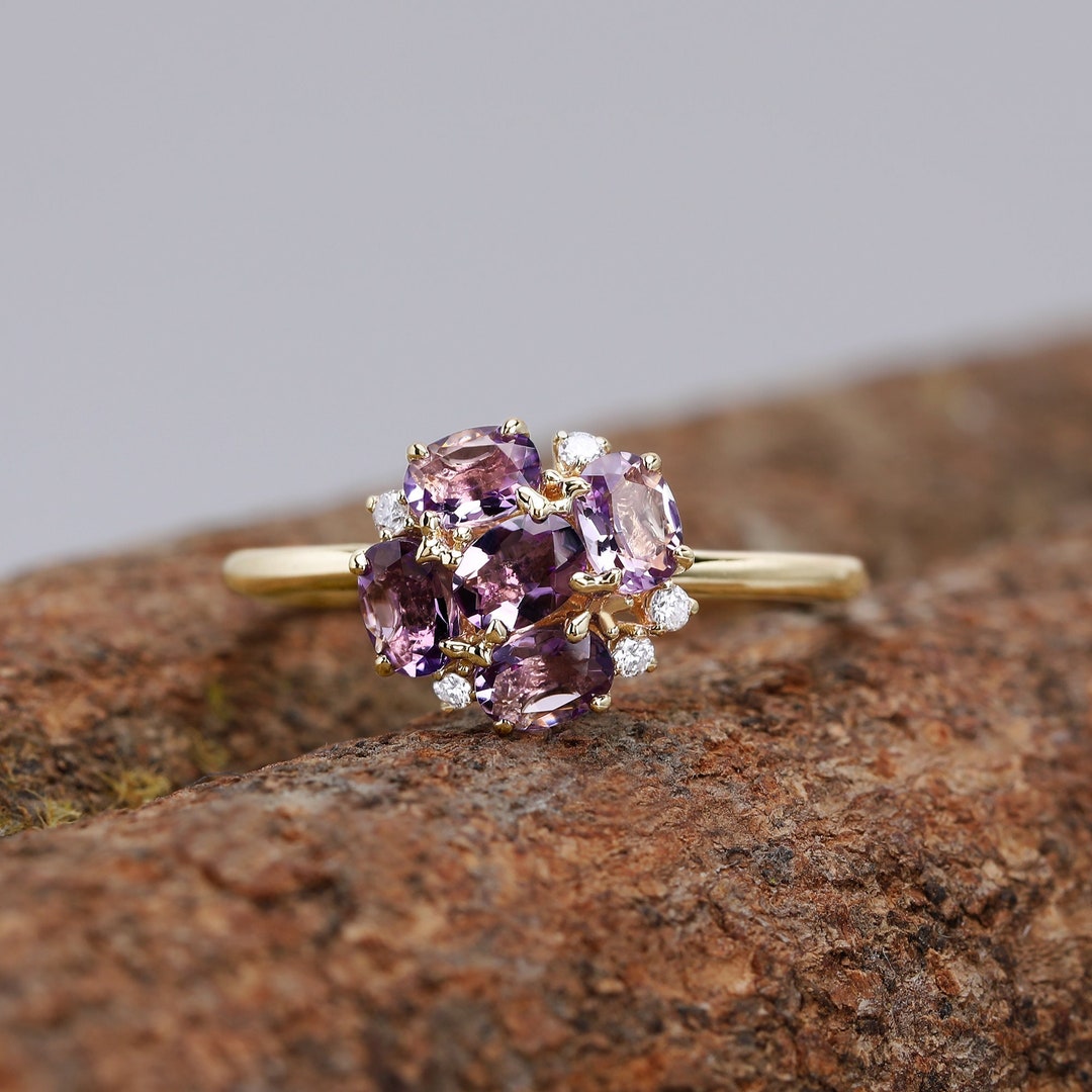 Oval Cut Natural Light Amethyst Ring 18K Yellow Gold Ring Handmade ...