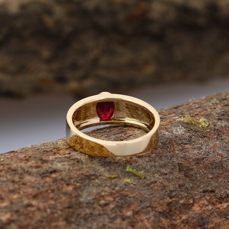 Solitaire Ring 18K Solid Gold Ring Oval Cut Gemstone Ring for Women ...