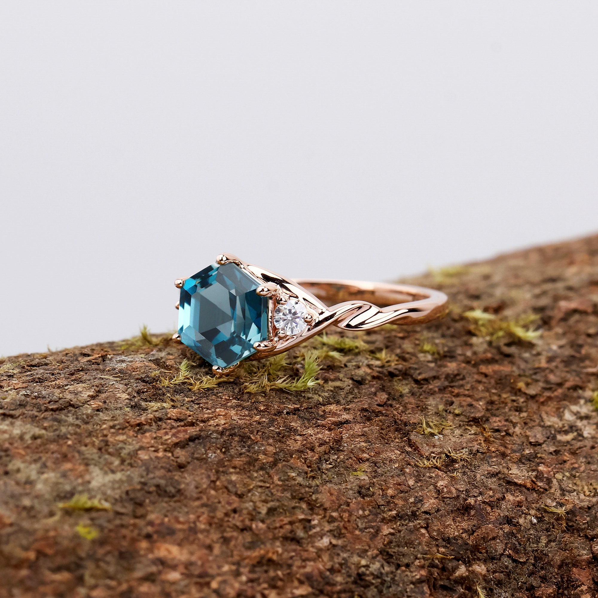 Natural London Blue Topaz Hexagon Cut Gemstone Handmade 925 - Etsy