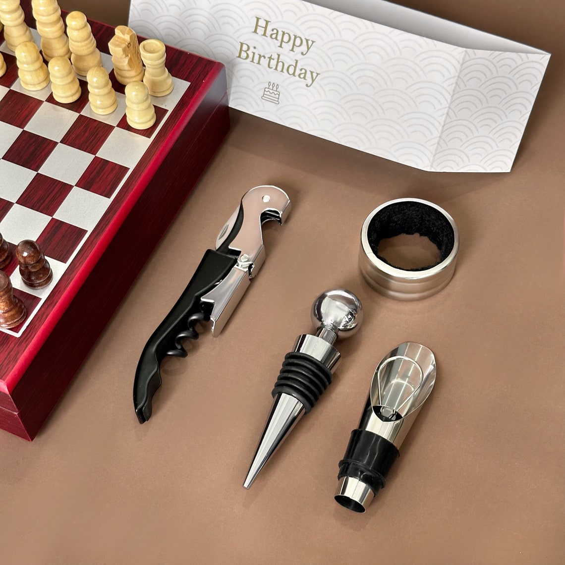 Red Wine Bottle Opener Gift Box Chess Storage Box Customized Birthday ...