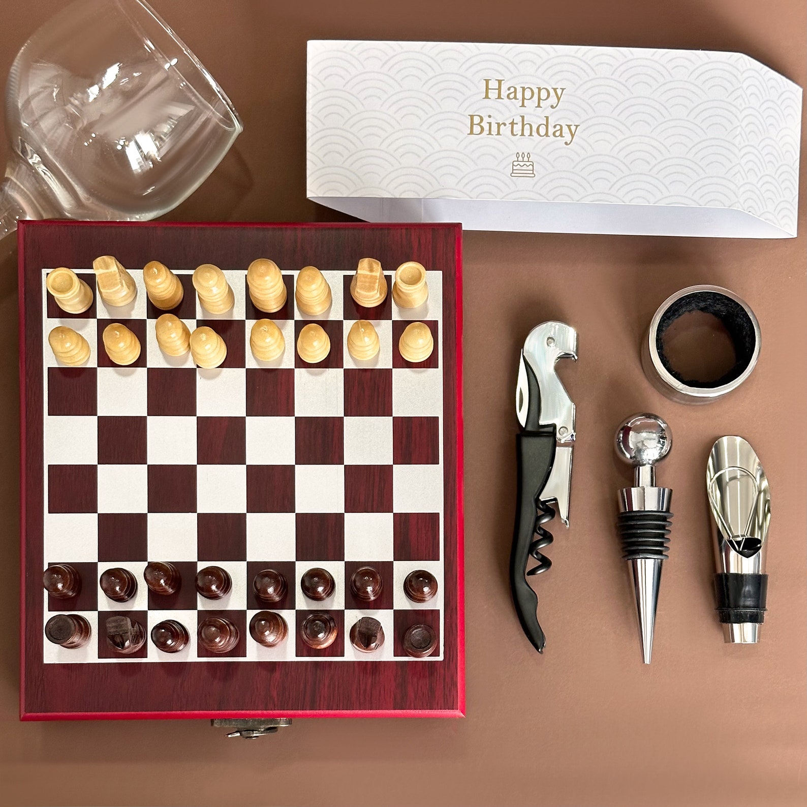 Red Wine Bottle Opener Gift Box Chess Storage Box Customized Birthday ...