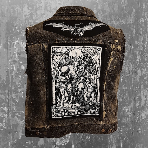 Satan Sitting Upon Throne Screen Printed Back Patch Horror - Etsy