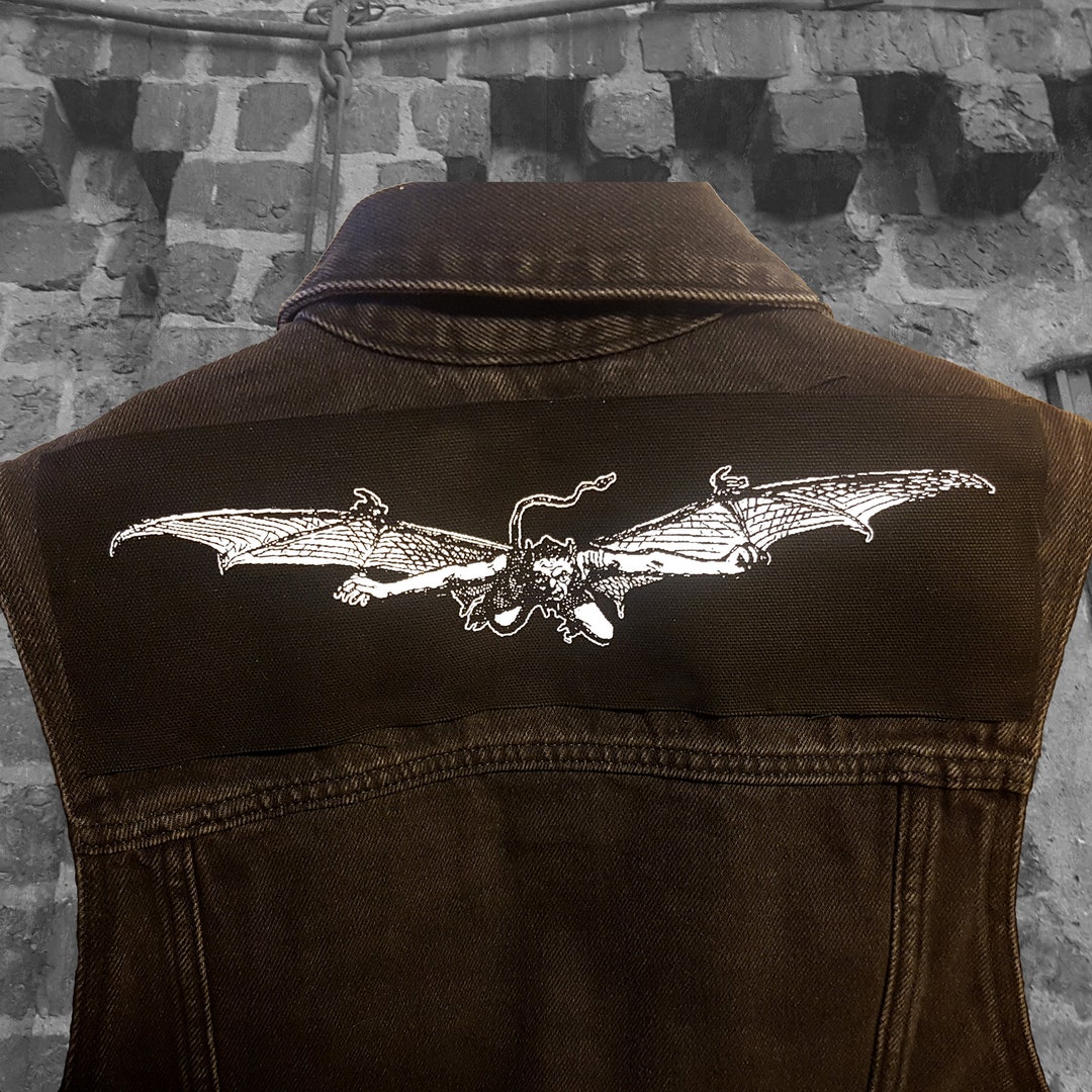 Flying Demon Screen Printed Patch Devil Horror Punk Black Metal Goth ...