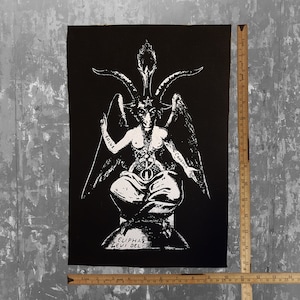 Baphomet Back Patch Screen Printed Horror Punk Black Metal Goth Occult Folklore Devil Satan ...