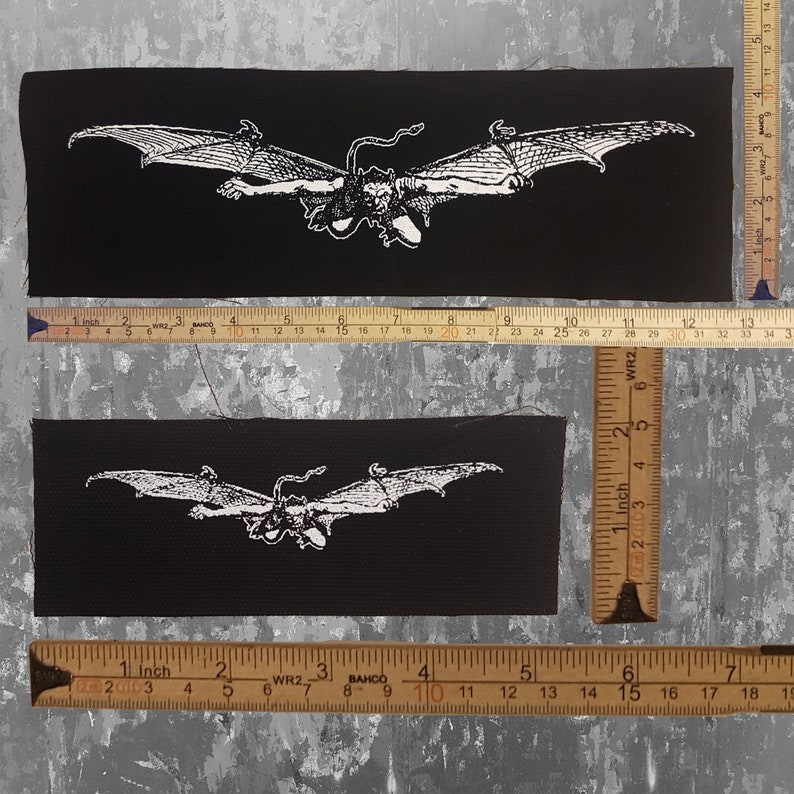 Flying Demon Screen Printed Patch Devil Horror Punk Black Metal Goth ...