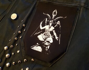 Baphomet Back Patch Screen Printed Horror Punk Black Metal Goth Occult Folklore Devil Satan ...