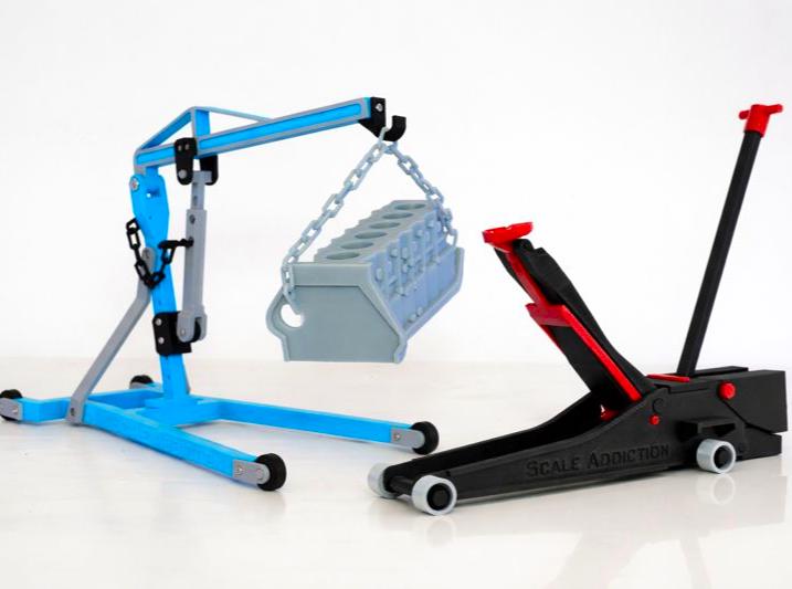 3D Printable RC Floor Jack & Engine Hoist STL Files | Scale Garage ...