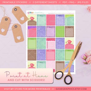 Printable Stickers | 2 Different Sheets | for Journal or Scrapbooking ...