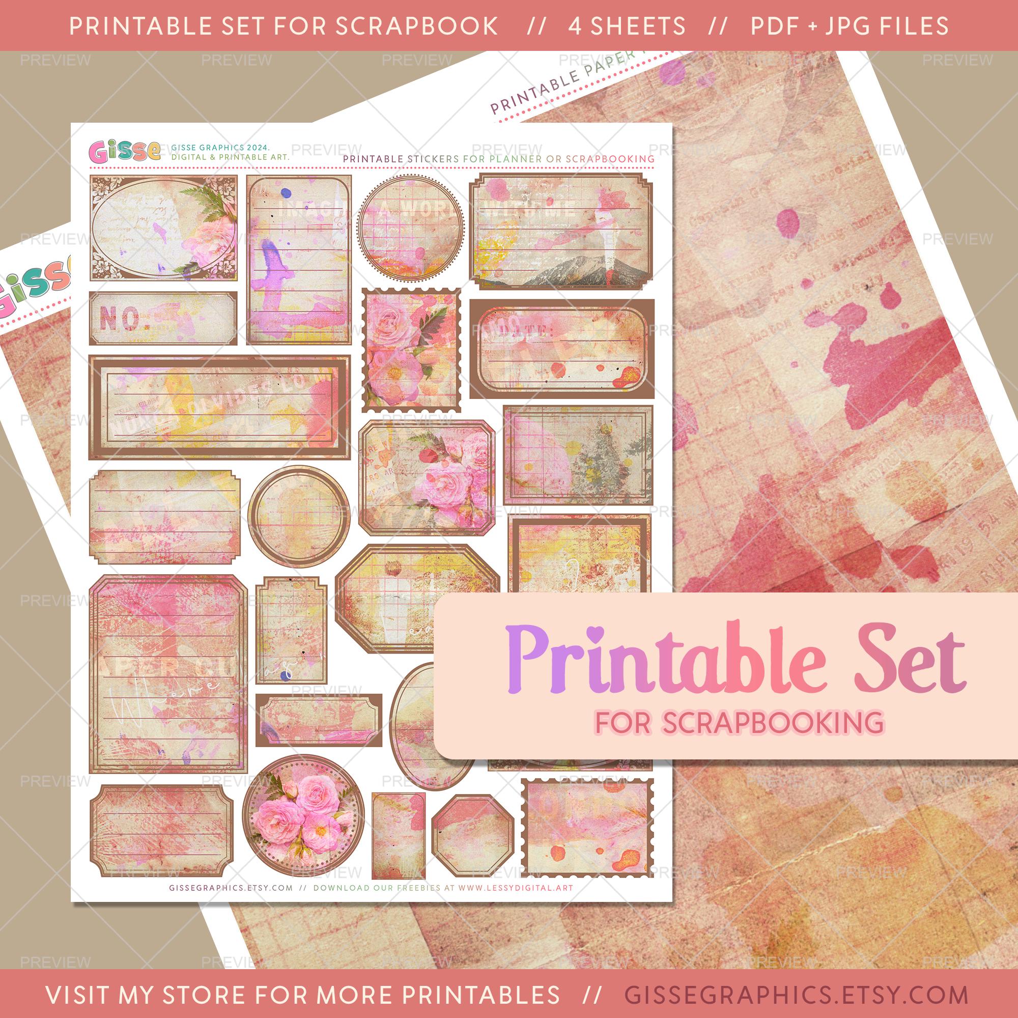 Printable Set | 4 Different Sheets | for Journal or Scrapbooking | High ...