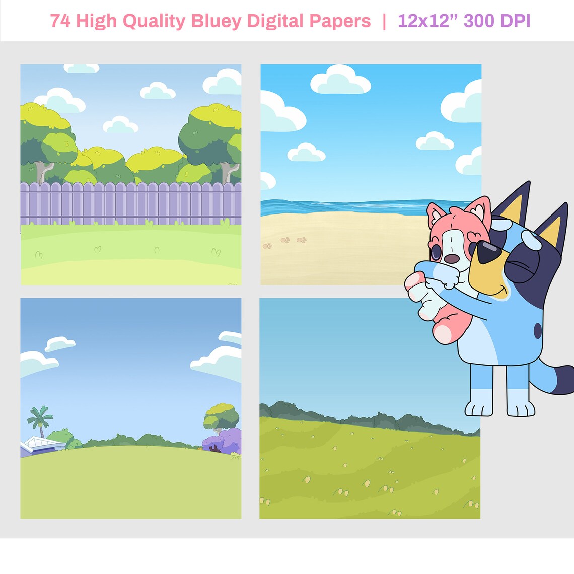 Bluey Digital Papers Bonus Clipart High Quality 300 DPI Png Files - Etsy