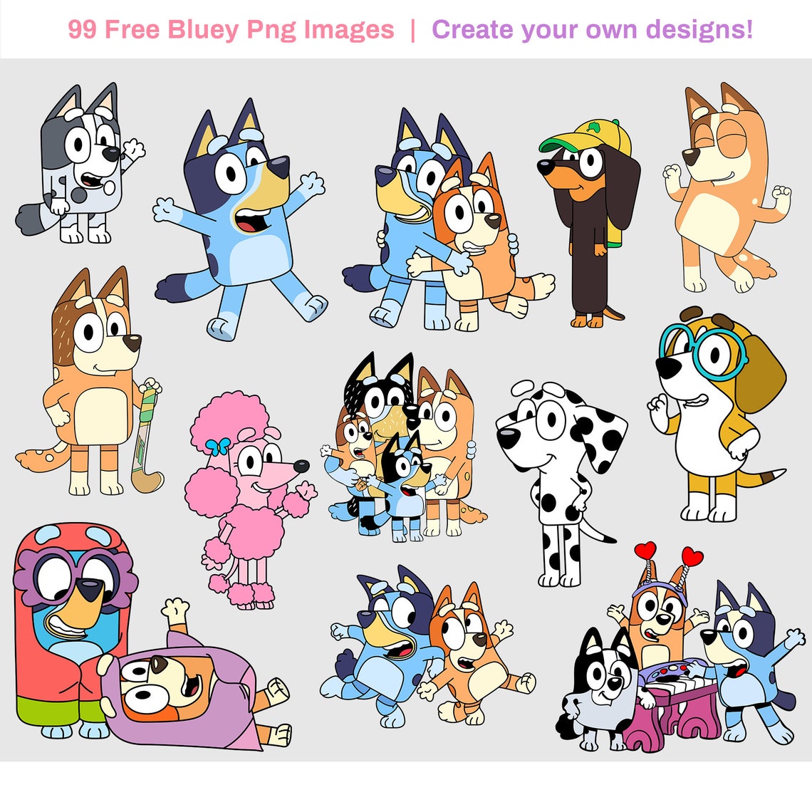 Bluey Digital Papers Bonus Clipart High Quality 300 DPI Png Files - Etsy