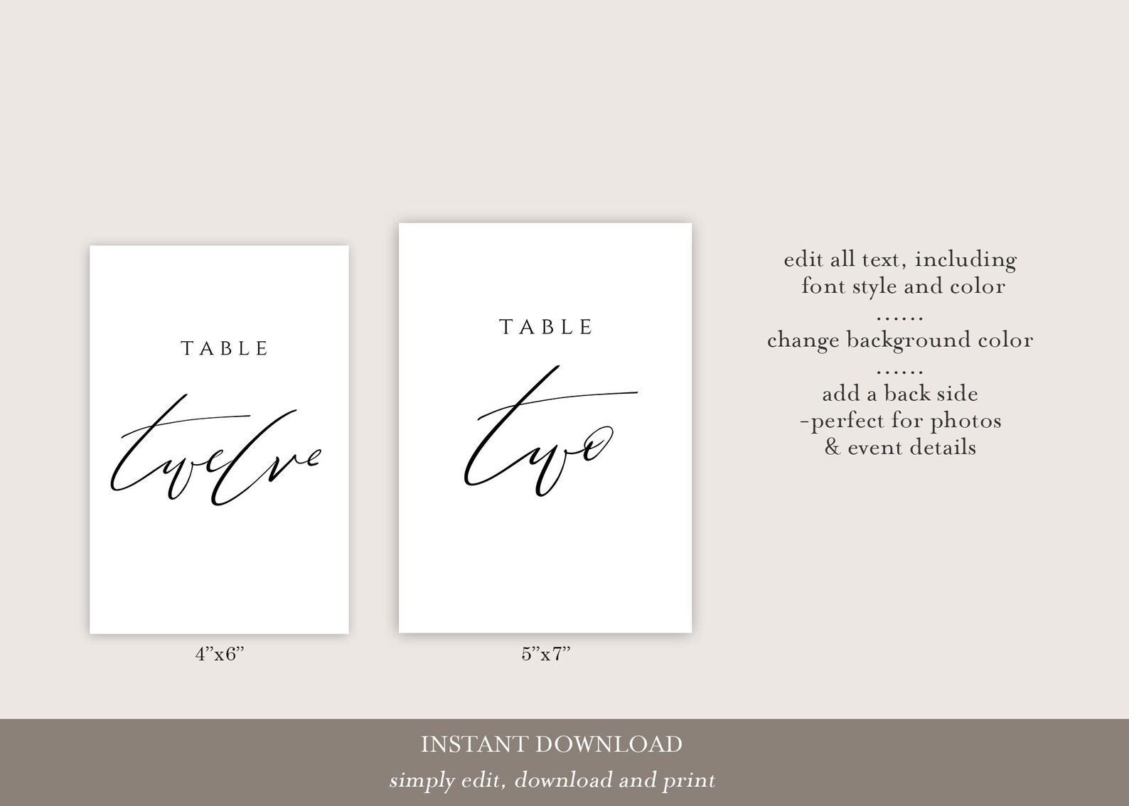 Table Numbers Template, Wedding Table Number, Modern Table Numbers ...