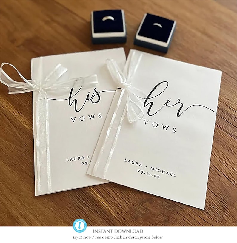 His and Her Wedding Vow Template, Wedding Vow Cover, Mr and Mrs ...