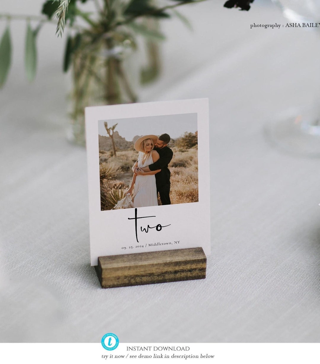 Photo Table Number Template, Wedding Table Numbers, Modern Table ...