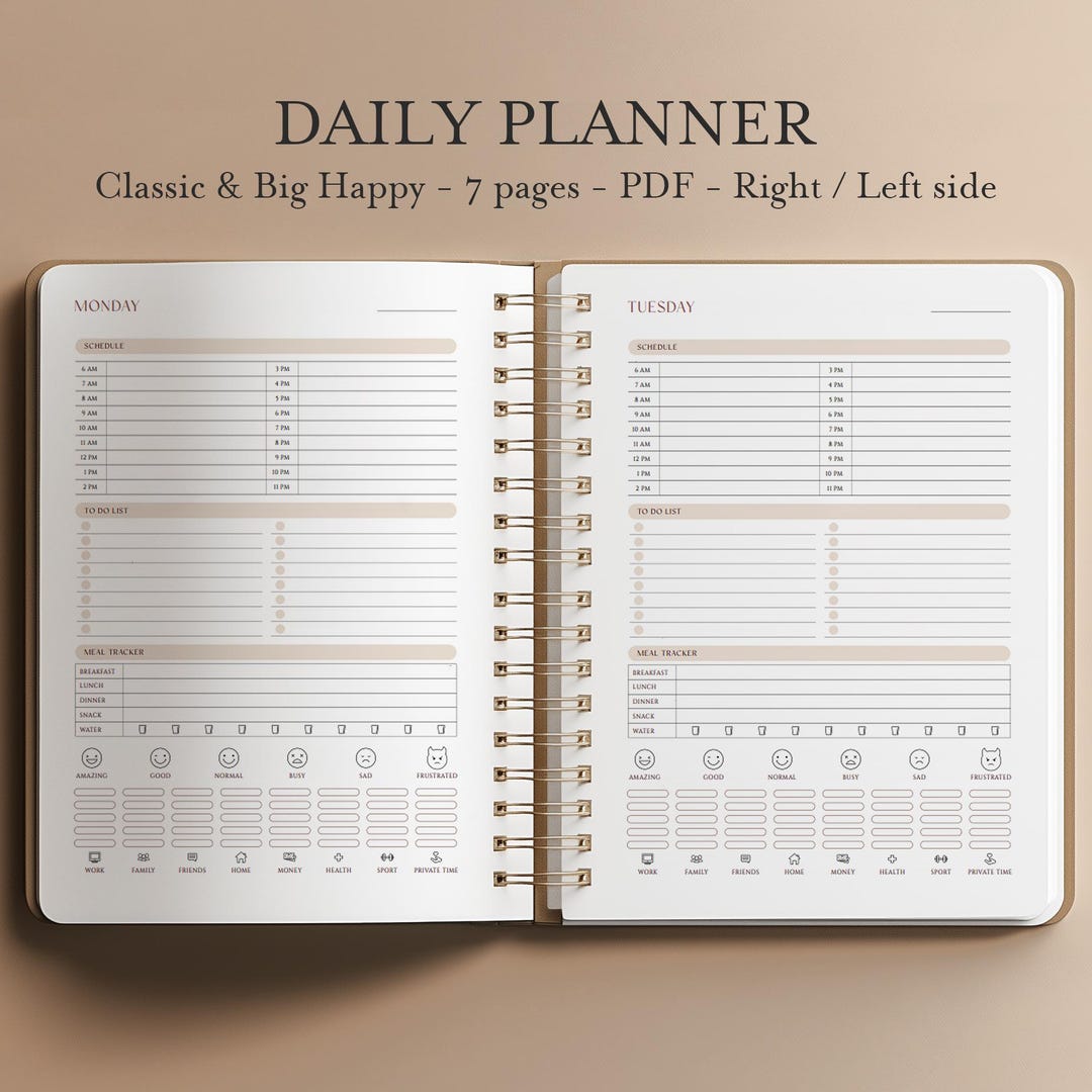 Daily Planner Day Planner Work Planner Weekly Planner Hourly Planner ...