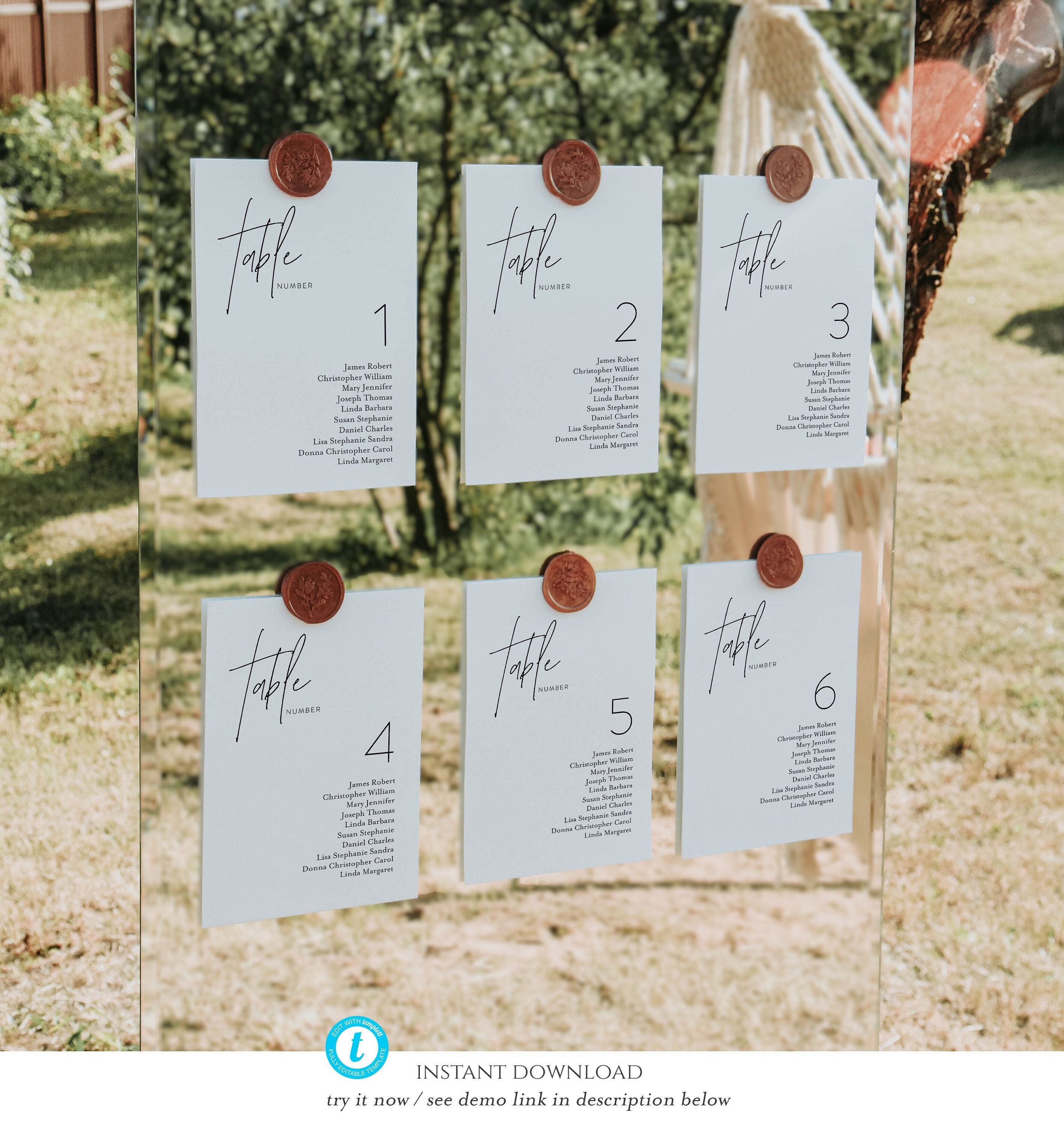 5x7 Wedding Seating Chart Template, Seating Cards, Elegant Seating Plan ...