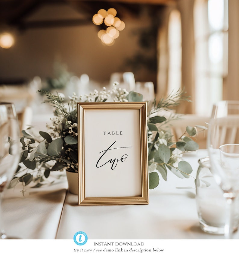 Table Numbers Template, Wedding Table Number, Modern Table Numbers ...