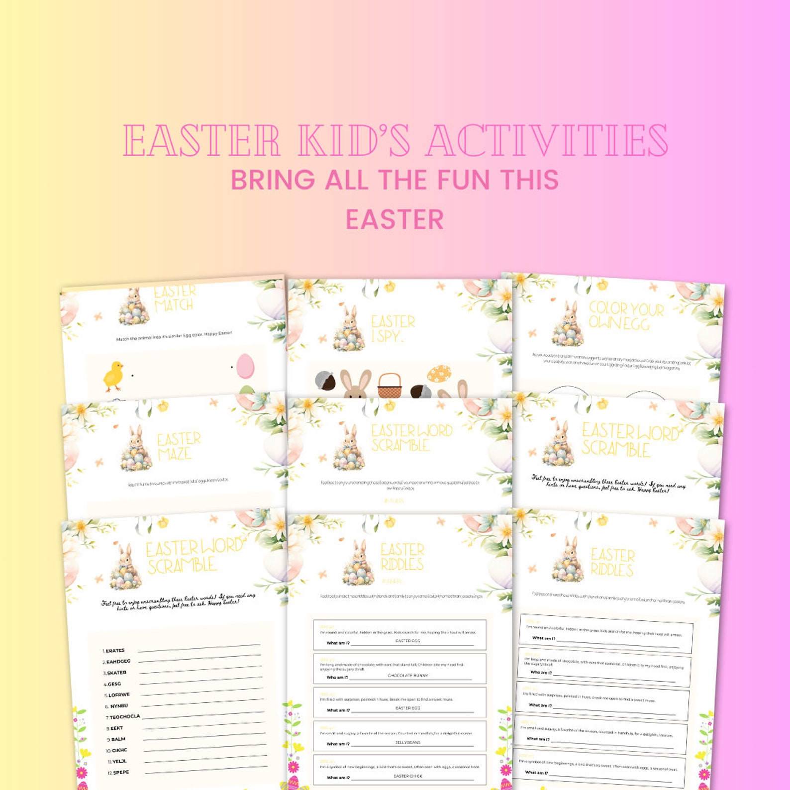 Egg-cellent Easter Fun: Printable Activity Sheet Set - Etsy