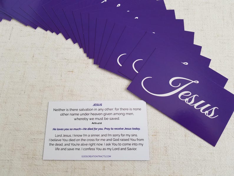 Jesus Gospel Cards • Acts 4:12 Scripture Evangelism Cards (25 Pack ...