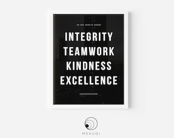 Personalized Core Values Wall Art Print Poster Motivational Quote ...