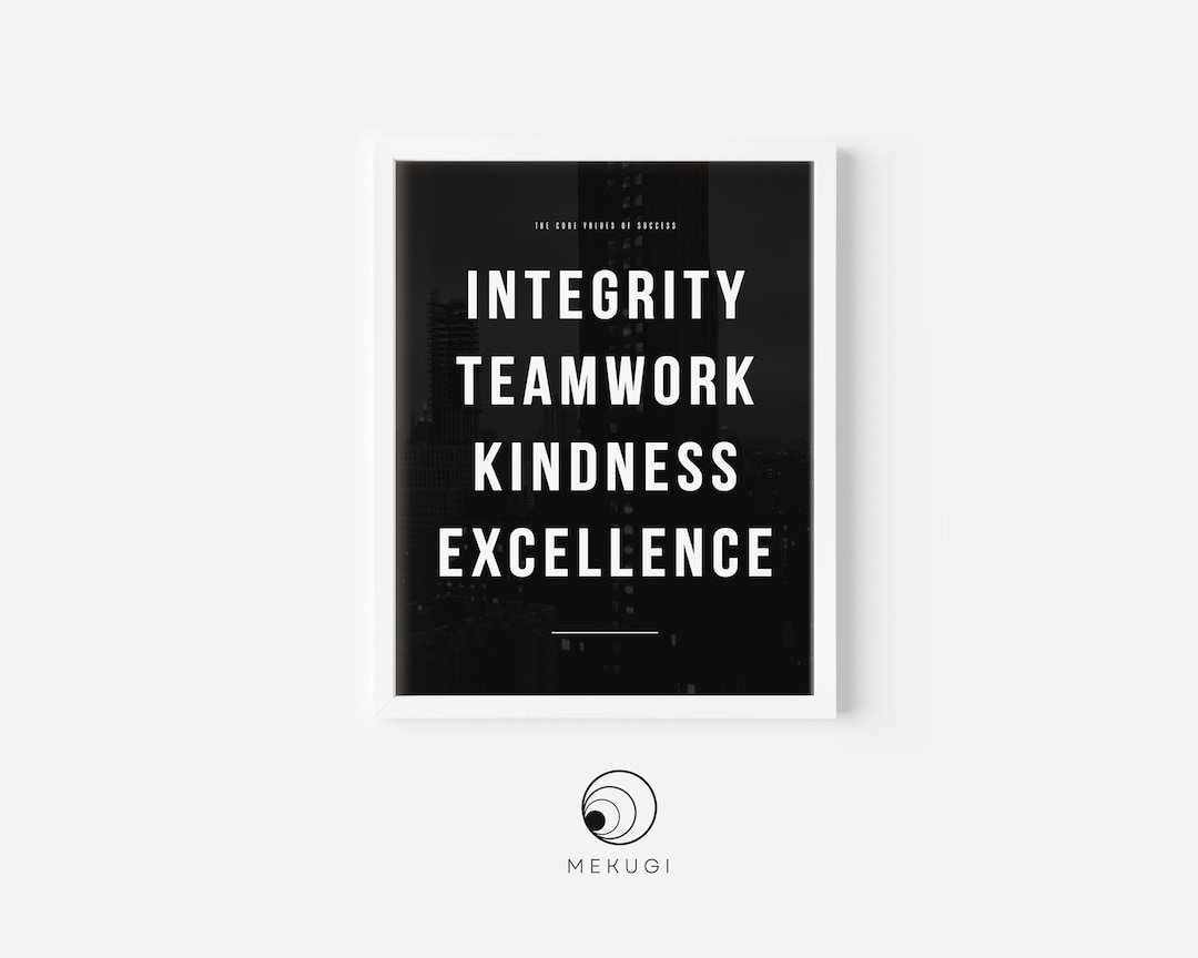 Core Values Wall Art Printable | Motivational Wall Art Digital Print ...