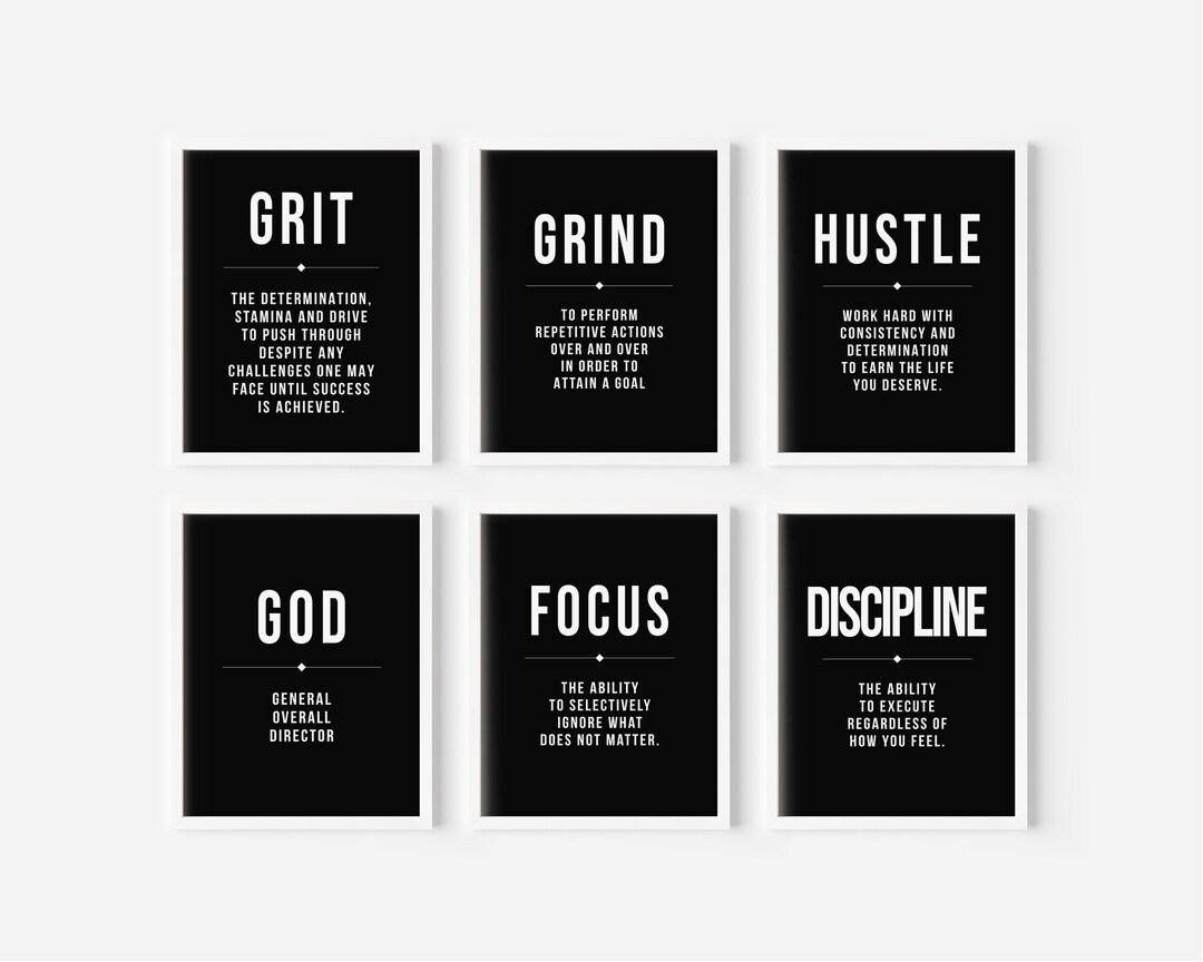 Motivational Wall Art | Set of 6 Minimalist Office Decor Printable ...