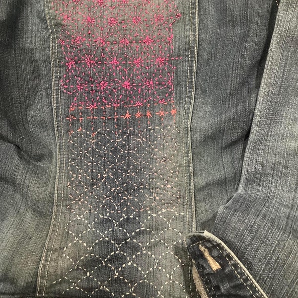 Hand Embroidered Jean Jacket - Etsy