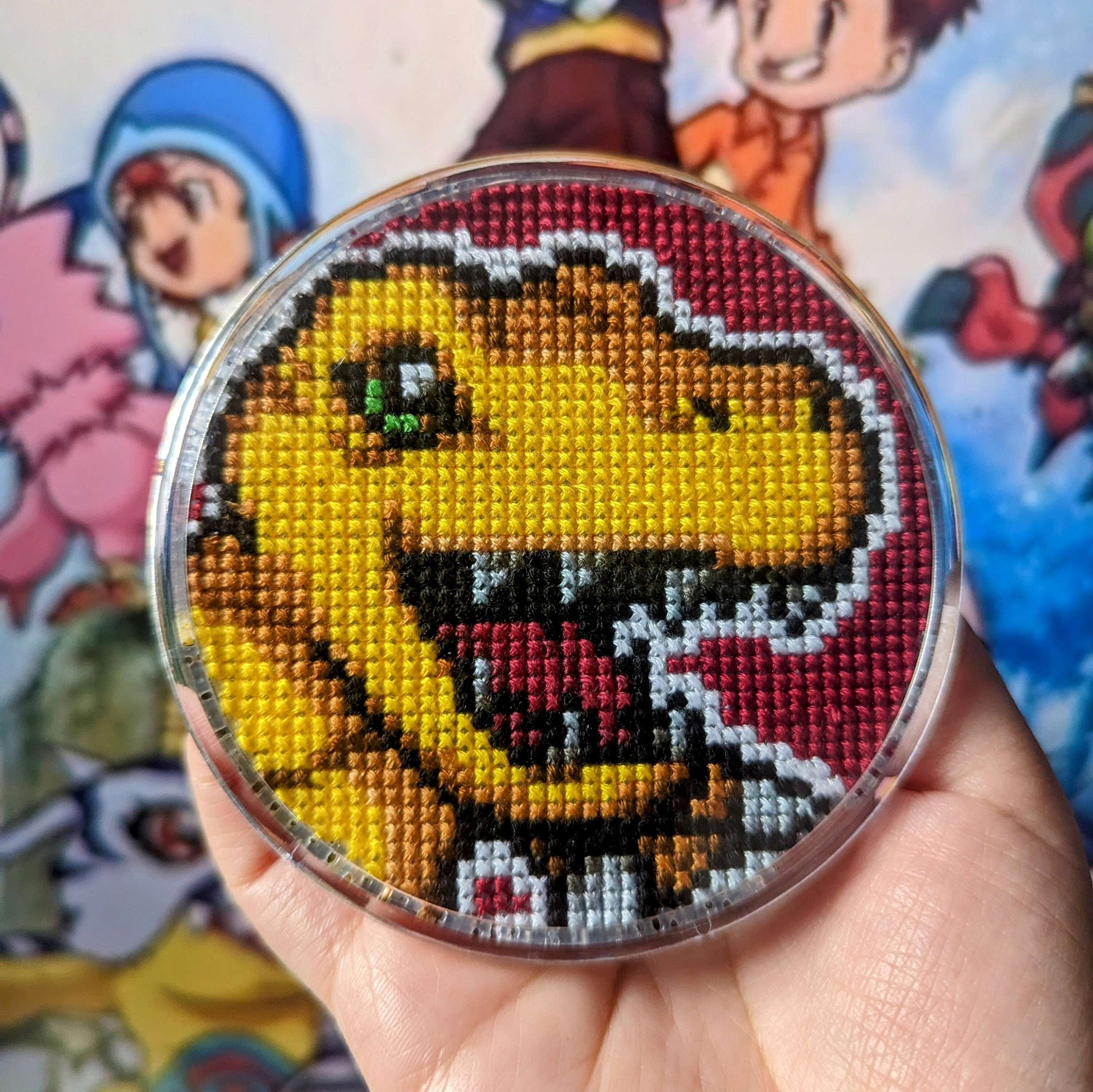 Digimon Agumon Cross Stitch Coaster - Etsy Canada