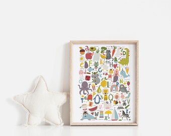 Animal Alphabet Poster, Kids Room Decor, PRINTABLE Wall Art, ABC Poster ...